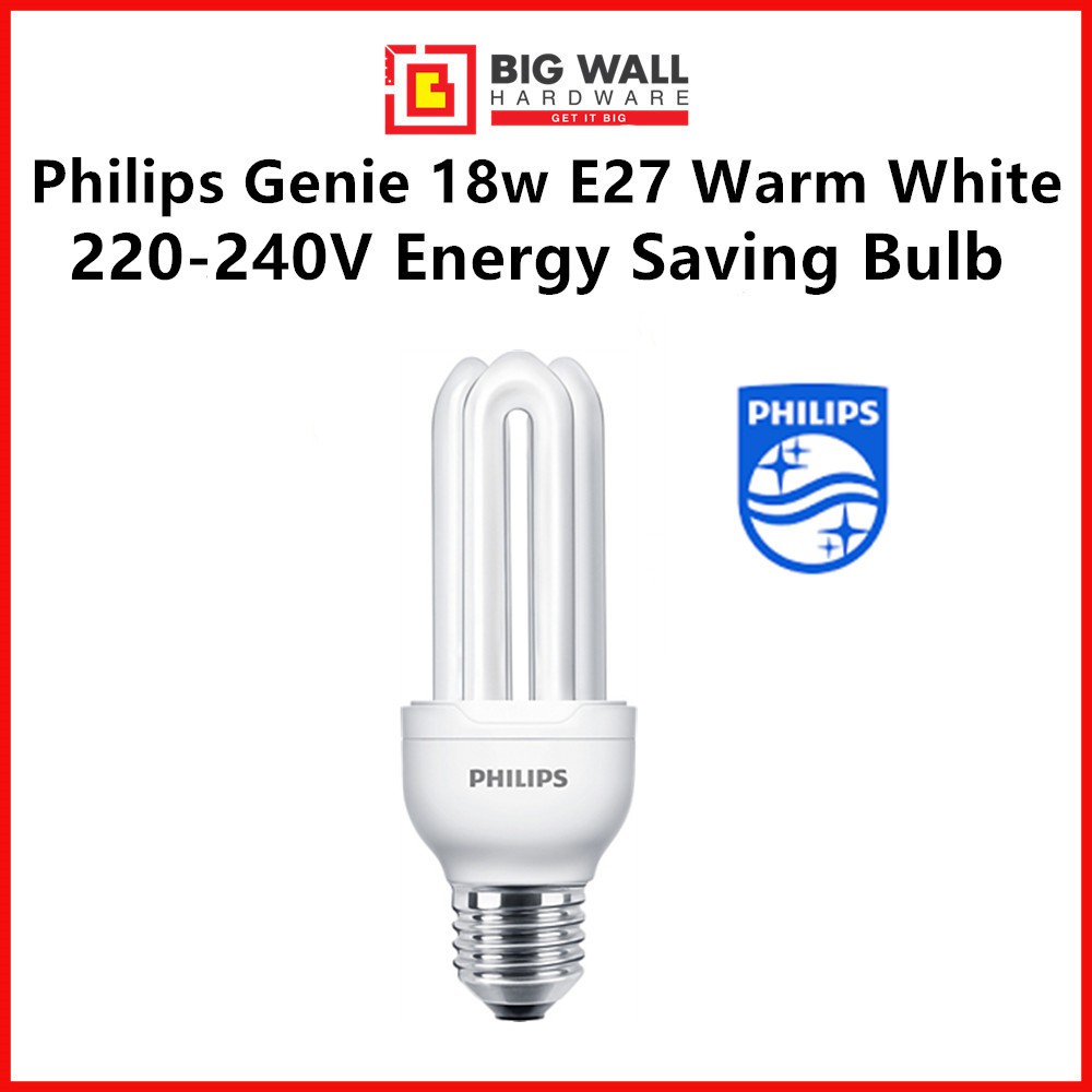 Philips Genie 18W E27 Warm White 220-240V Energy Saving Bulb | Shopee ...