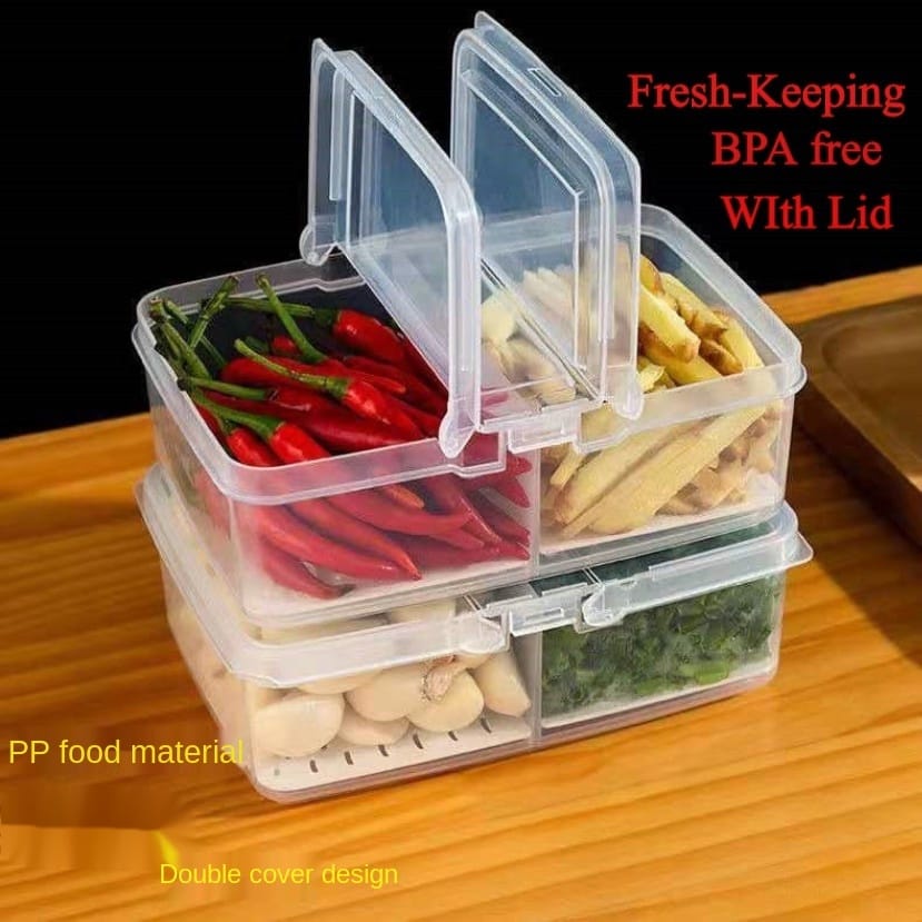 Kitchen Fresh Transparent Storage Keeping Box with Lid drain Garlic and ...