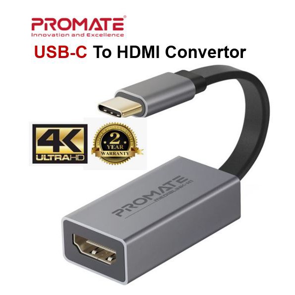 Promate MediaLink-H1 - USB Type C to HDMI Adapter Converter 4k 30hz ...