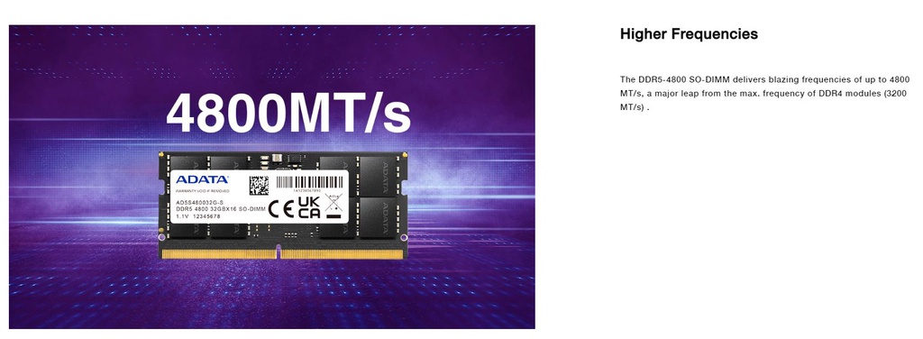 ADATA 8GB / 16GB / 32GB DDR5 4800MHZ SODIMM LAPTOP MEMORY / LAPTOP RAM ...