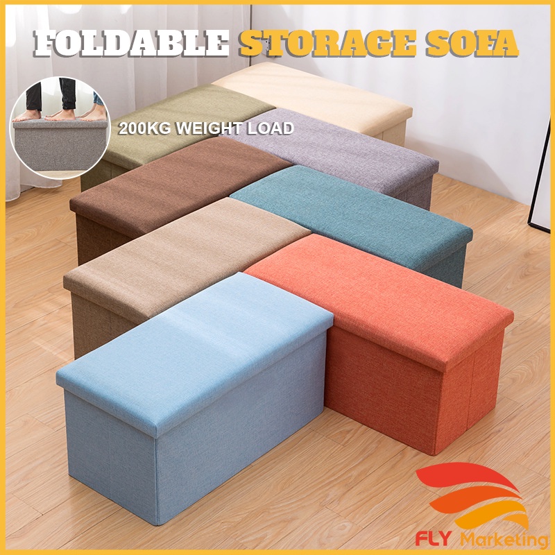 Storage Stool Fabric Folding Foldable Chair Storage Box Sofa Footrest ...