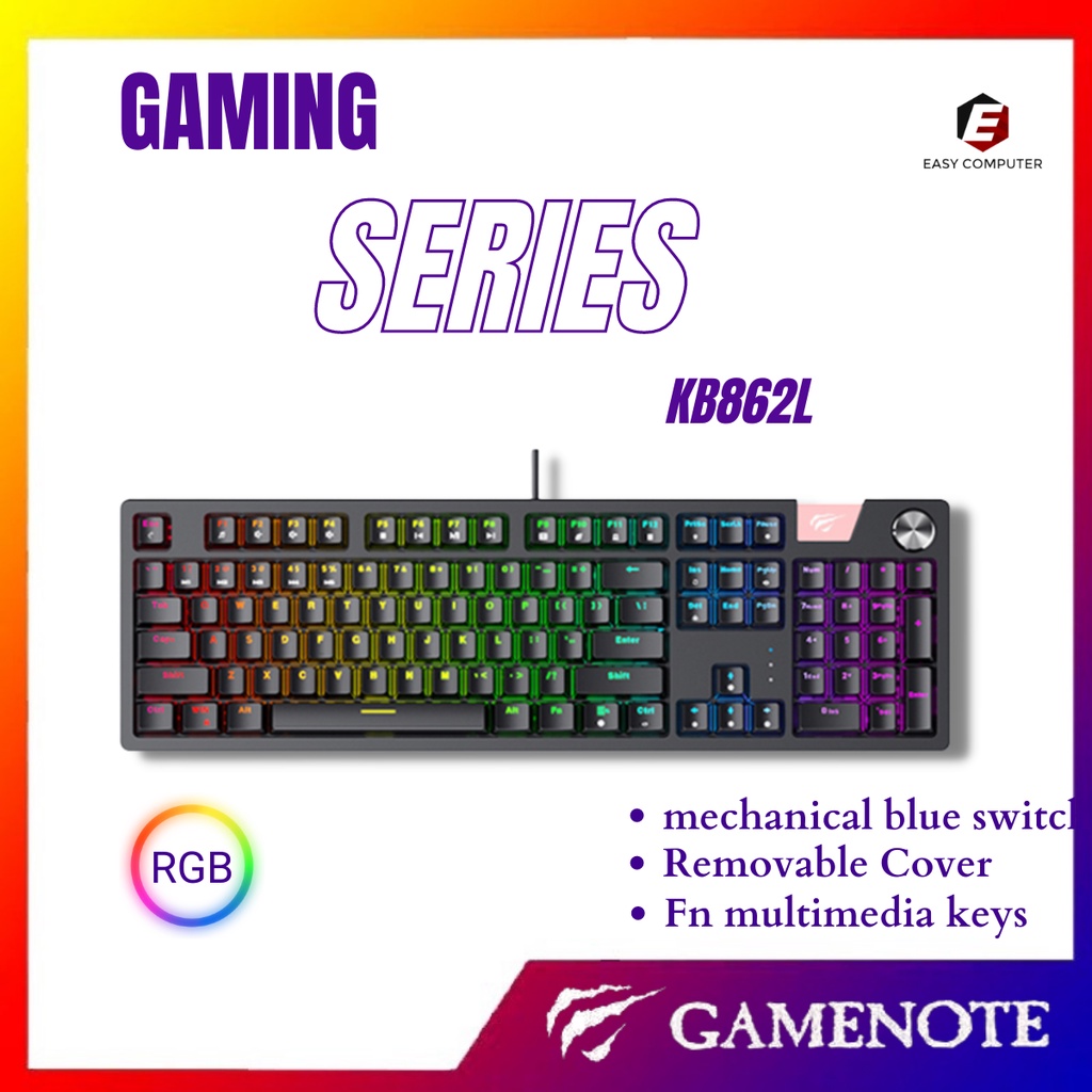 GAMENOTE KB862L USB RGB Backlit Mechanical Gaming Keyboard (Removable ...