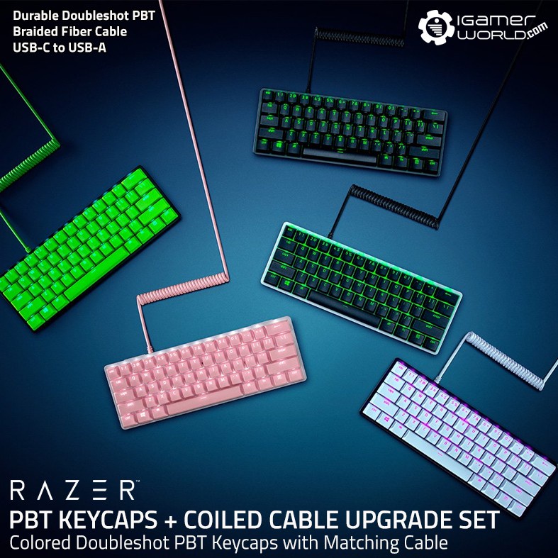 Razer PBT Keycaps + Coiled Cable Upgrade Set for Mechanical Keyboard ...