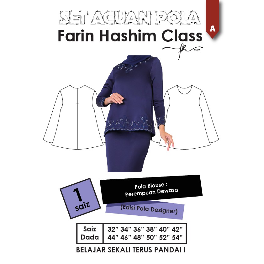 POLA BLOUSE (EDISI POLA DESIGNER) | POLA PAKAIAN | POLA BAJU | Shopee ...