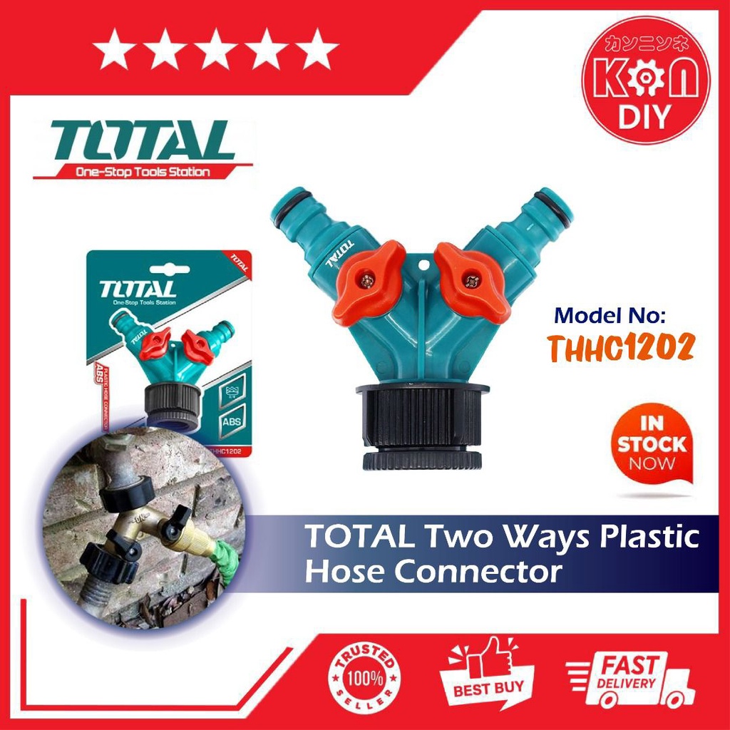 KNN-DIY TOTAL THHC1202 Two Ways Plastic Hose Connector/ 2 Ways Y Swivel ...