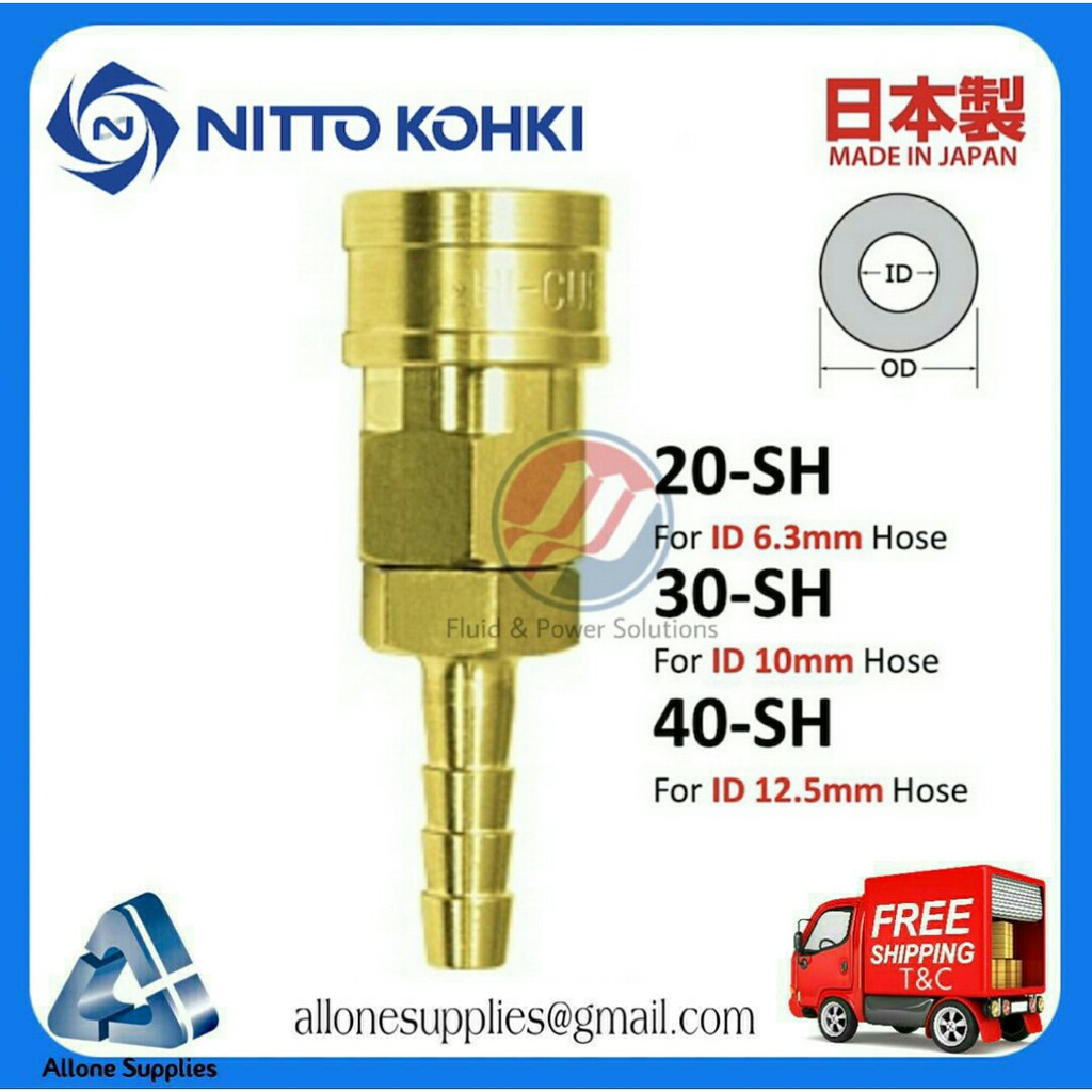 "Original" Nitto Kohki Hi Cupla Brass Socket and Plug, Air coupling compressor, quick coupler ...