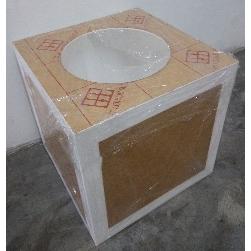 White Acrylic Lucky Draw Box With 8in Round Hole - 12 x 12 x 12 inch, 3 ...