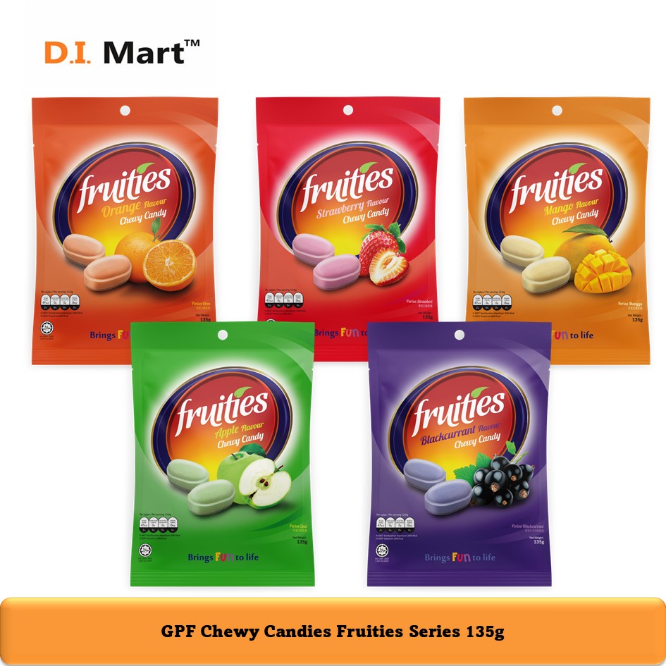 GPF Chewvy Candies Fruities Series 135g - Apple/ Blackcurrant/ Mango ...