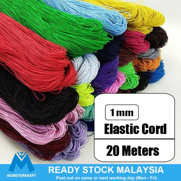 Stretchable Elastic Cord, 1mm, 20 meters/bundle (Nylon Thread wrapping ...