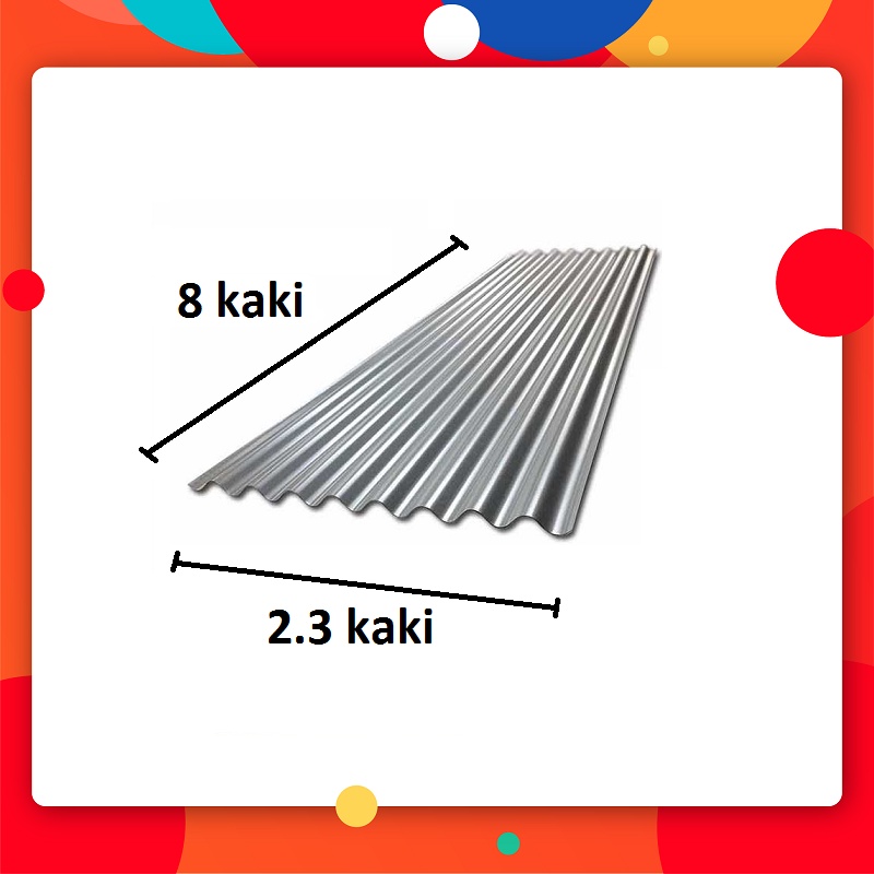 8' (ft/kaki) CORRUGATED METAL ZINC ROOF SHEET / ATAP ZINK 0.18MM ...