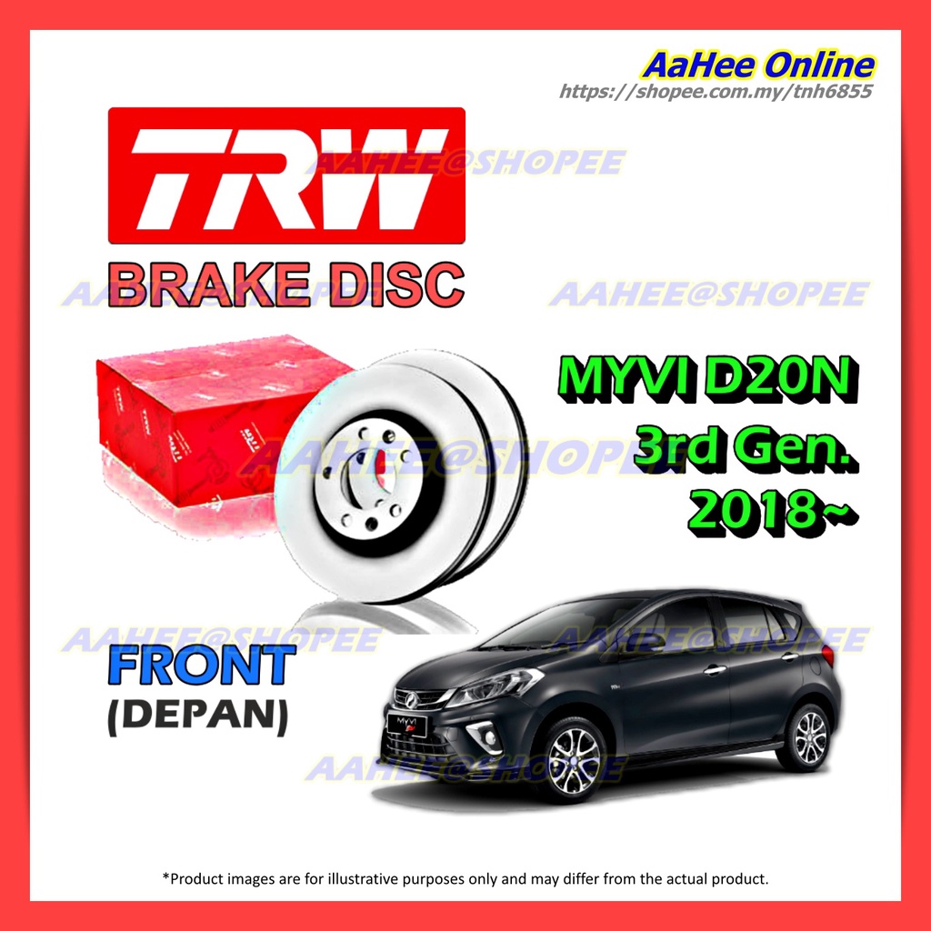 Perodua MYVI 3rd Gen D20N 2017/2018~ Front Brake Disc Rotor 100% ...