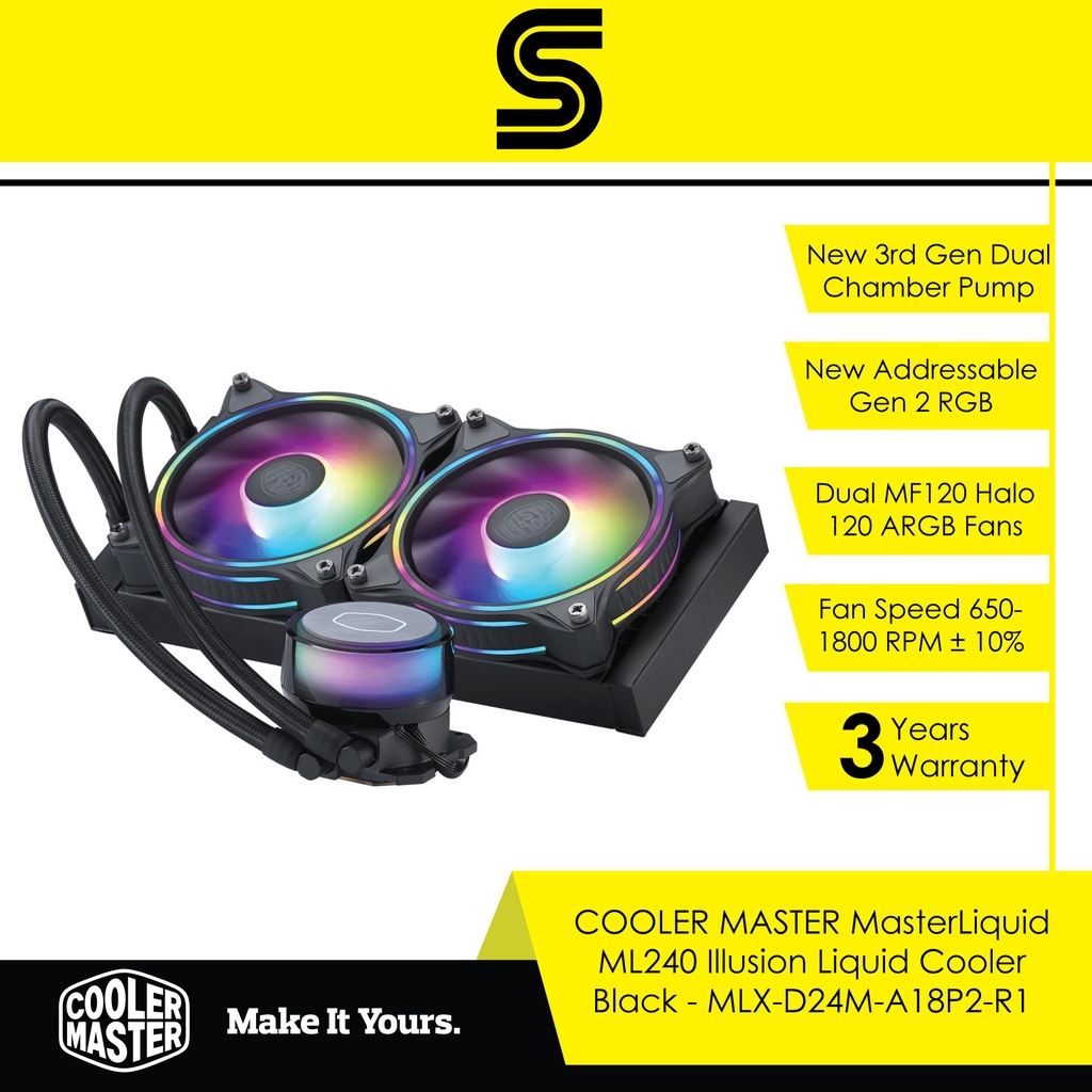 COOLER MASTER MasterLiquid ML240 Illusion Liquid Cooler - Black - MLX ...
