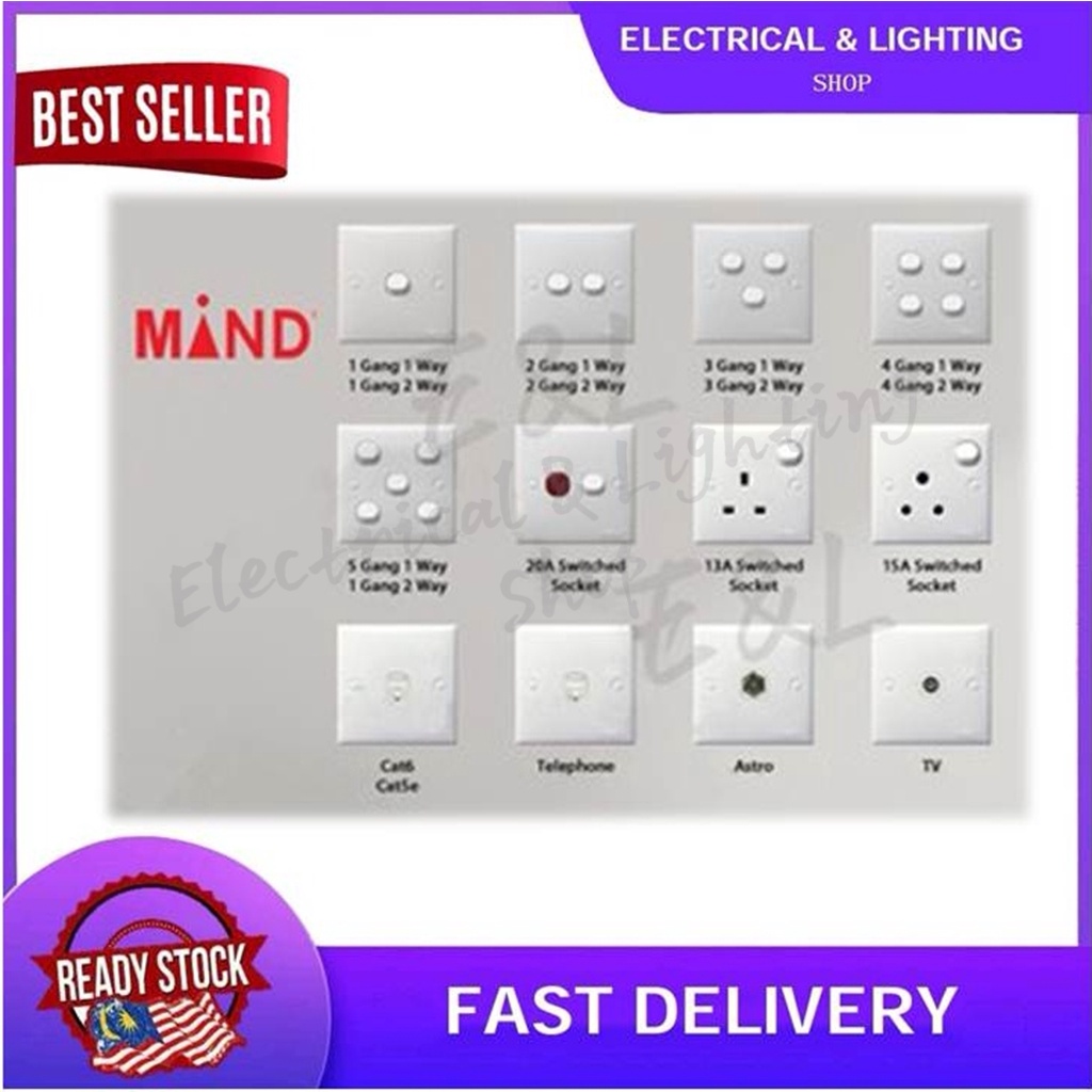 MIND 13A Switch socket and 2K series flush switches | Shopee Malaysia