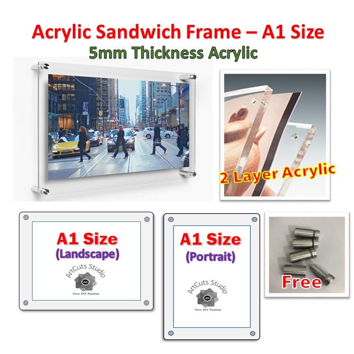 Acrylic Poster frame -Fit A1 size poster - Rounded corner-home/office ...