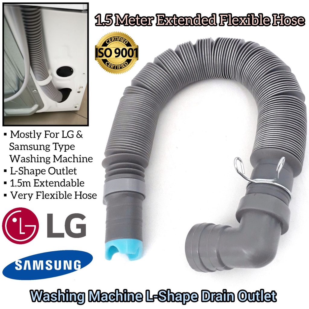 Washing Machine Extended 1.5m L-Shape Drain Outlet Expandable Flexible ...
