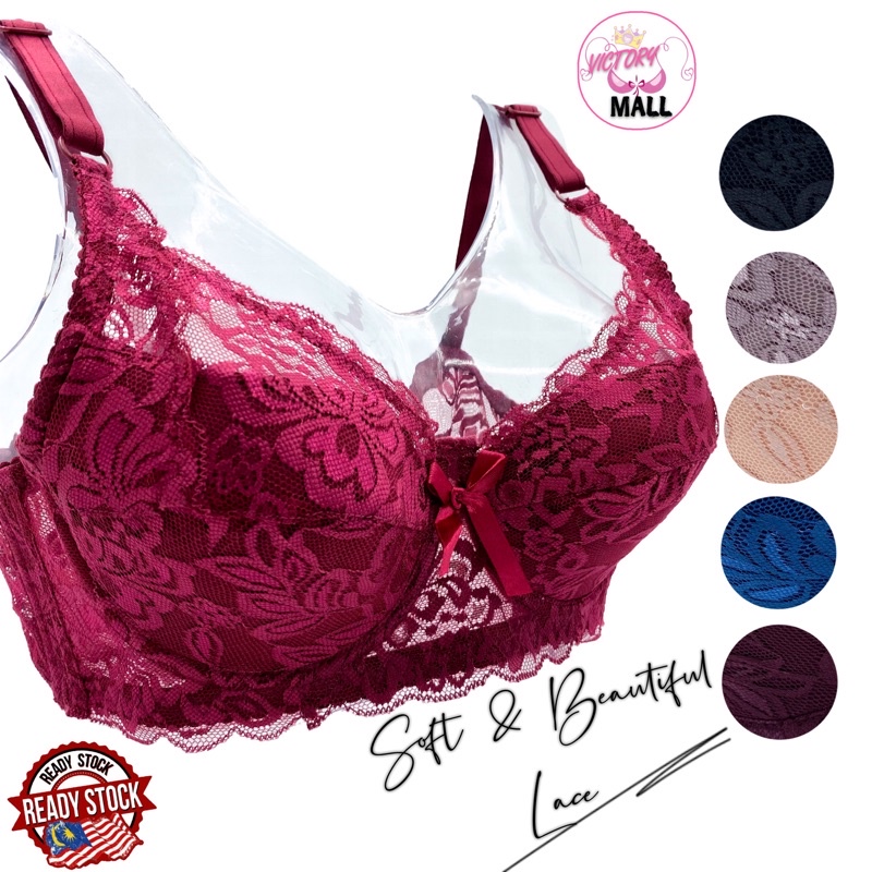 VictoryMall Lace Bra Wired Bra Soft Lace Size 36~42AB Lace Bra Full Cup ...