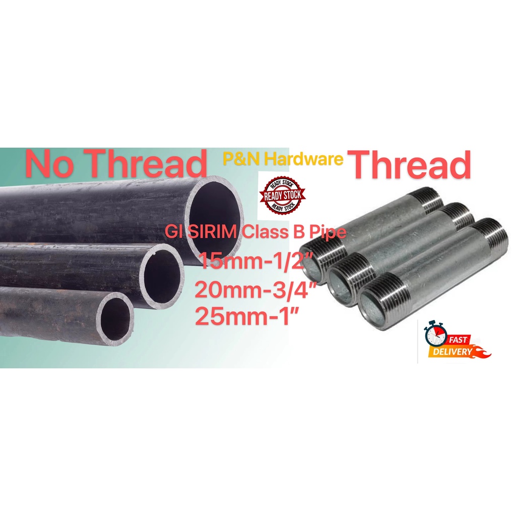 [Per INCH ]1/2 ,3/4 , 1'' GI Pipe Water Pipe With Thread GIGI Custom ...