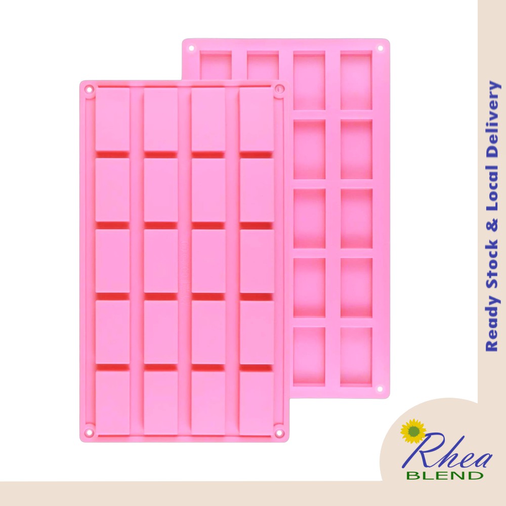 20 Cavity Rectangle Silicone Mould 15g Chocolate Jelly Soap Bar Granola ...