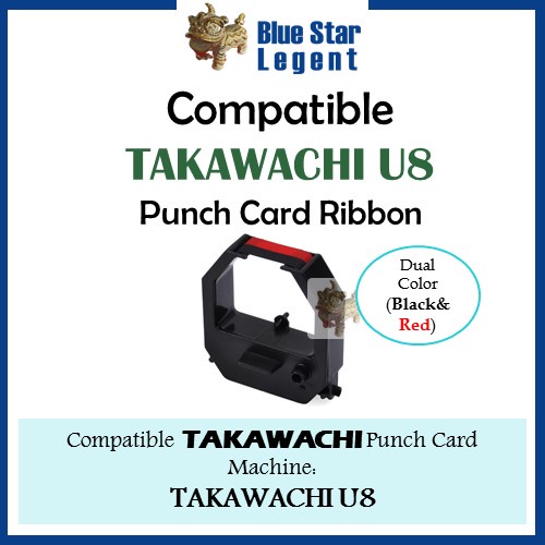 TAKAWACHI U8 Punch Card Time Recorder Ink Ribbon Dual Color ( Black ...