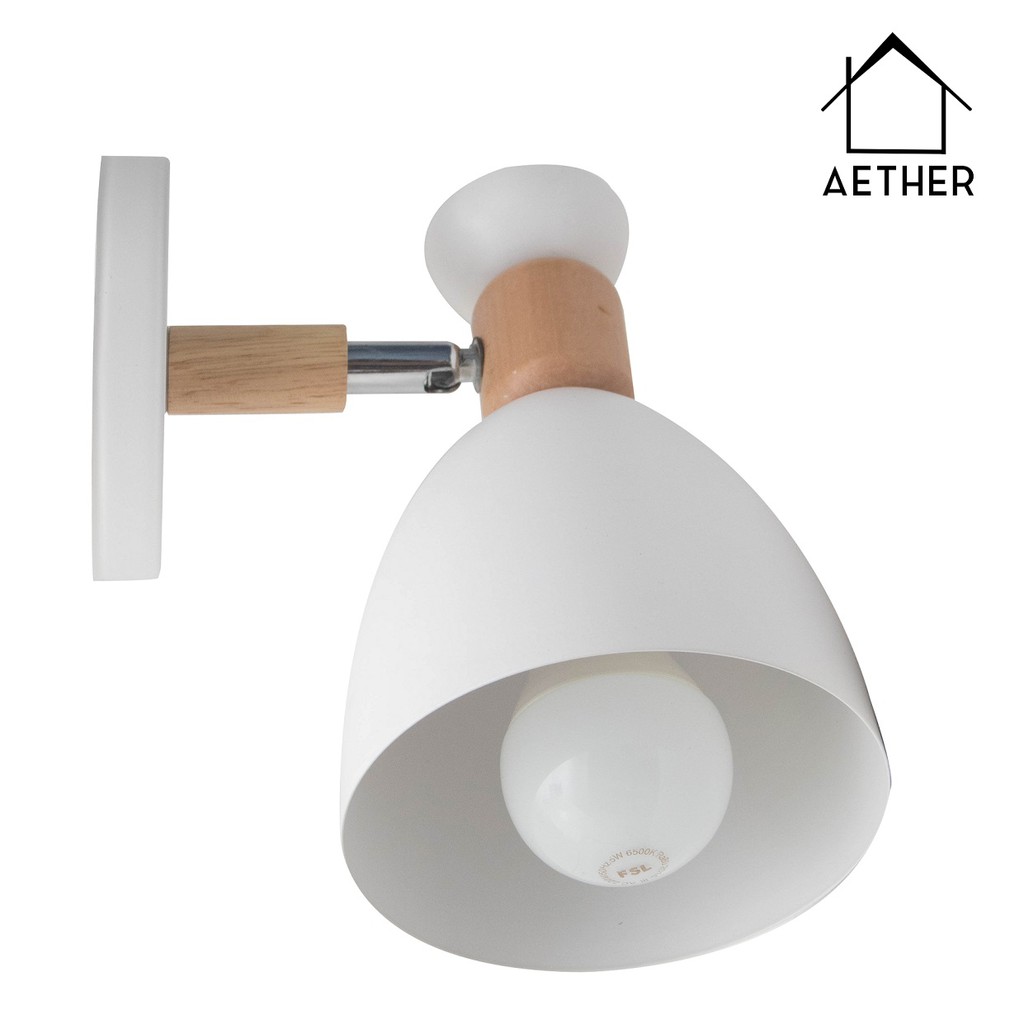 White Simple Wall Light Minimalistic Modern Ceiling Wood Lampu Dinding ...