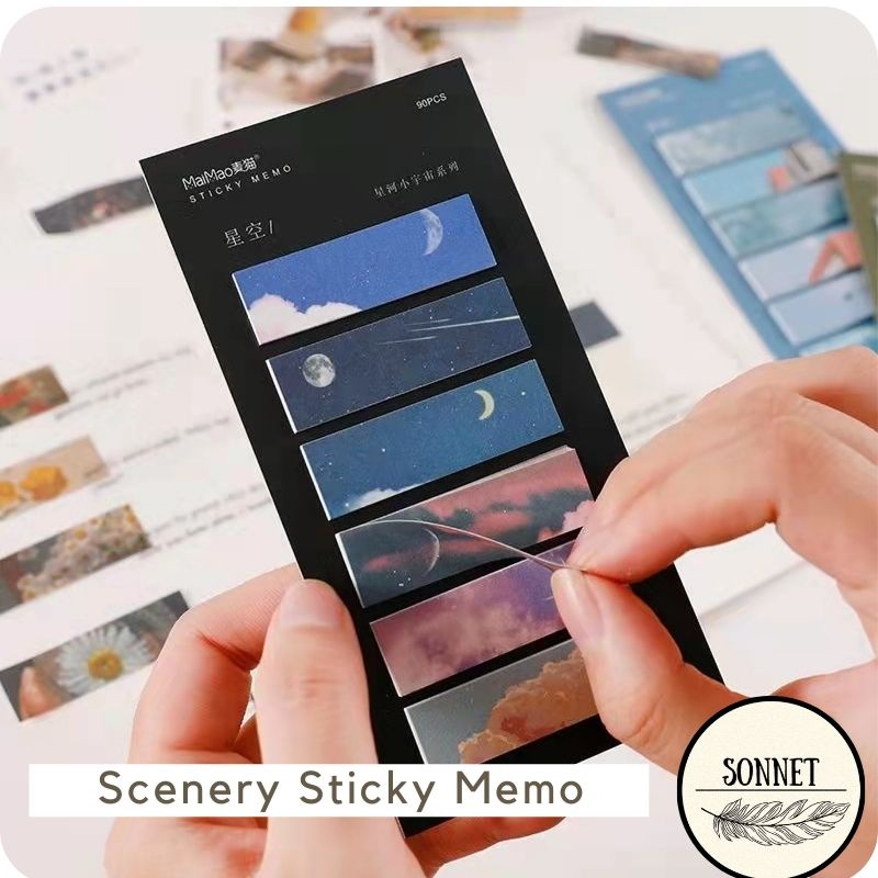 90 Pcs Sky Landscape Land Scenery Flower Aesthetic Memo Note Sticky Pad ...