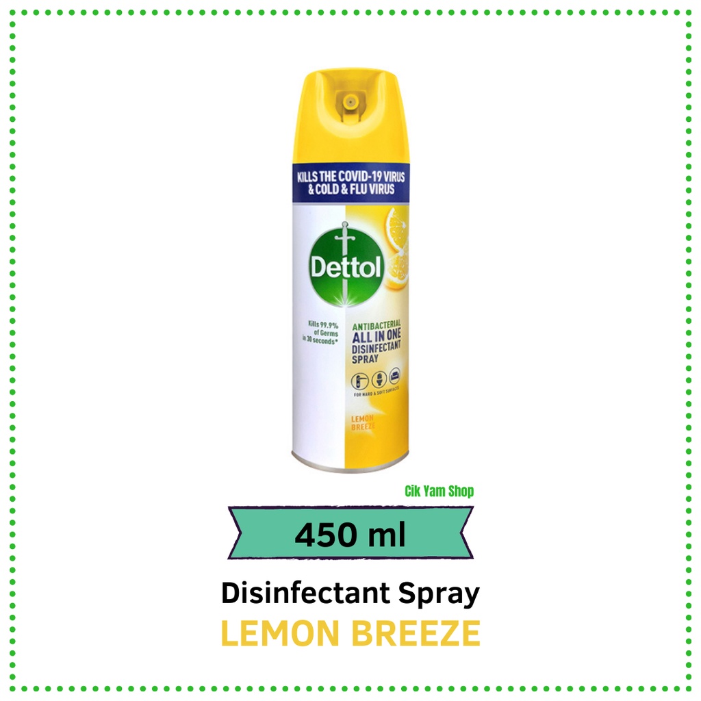 Dettol Disinfectant Spray Lemon Breeze 450 ml (Sanitizer Spray/ Botol ...
