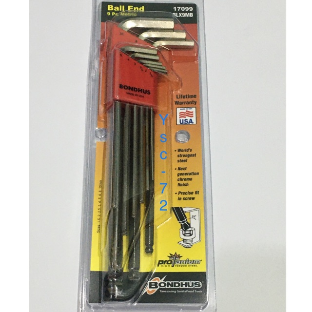 BONDHUS 9PCS BALL END POINT ALLEN-KEY 1.5~10MM (17099-BLX9MB) | Shopee ...