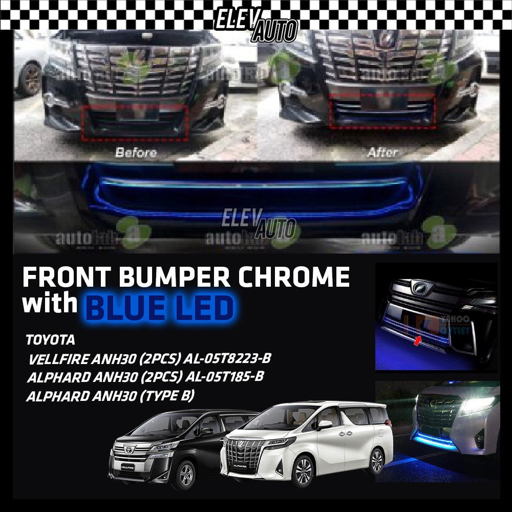 Toyota Alphard / Vellfire ANH30 2016-2021 Front Bumper Chrome With LED ...