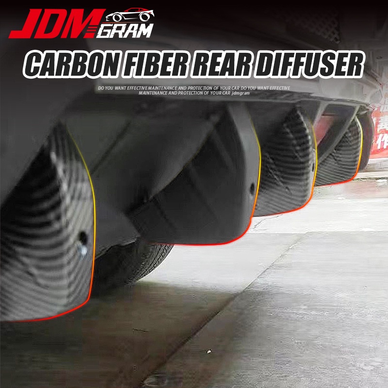 JDMGRAM Carbon Fiber Car Spoiler 4pcs Auto Rear Bumper Lip Diffuser Fin ...