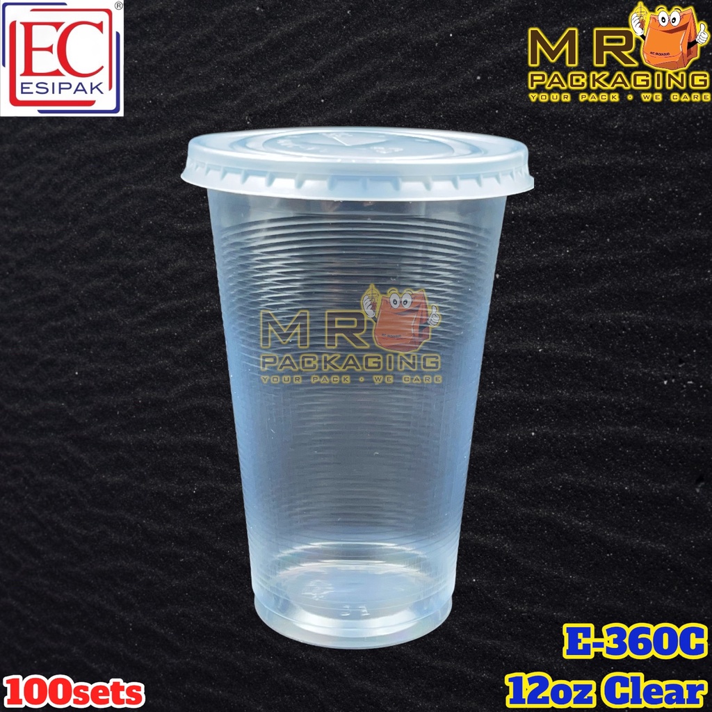 12oz PP Cup with Flat Lid Clear Printed [ 100sets ] EC E360C 360ml ...