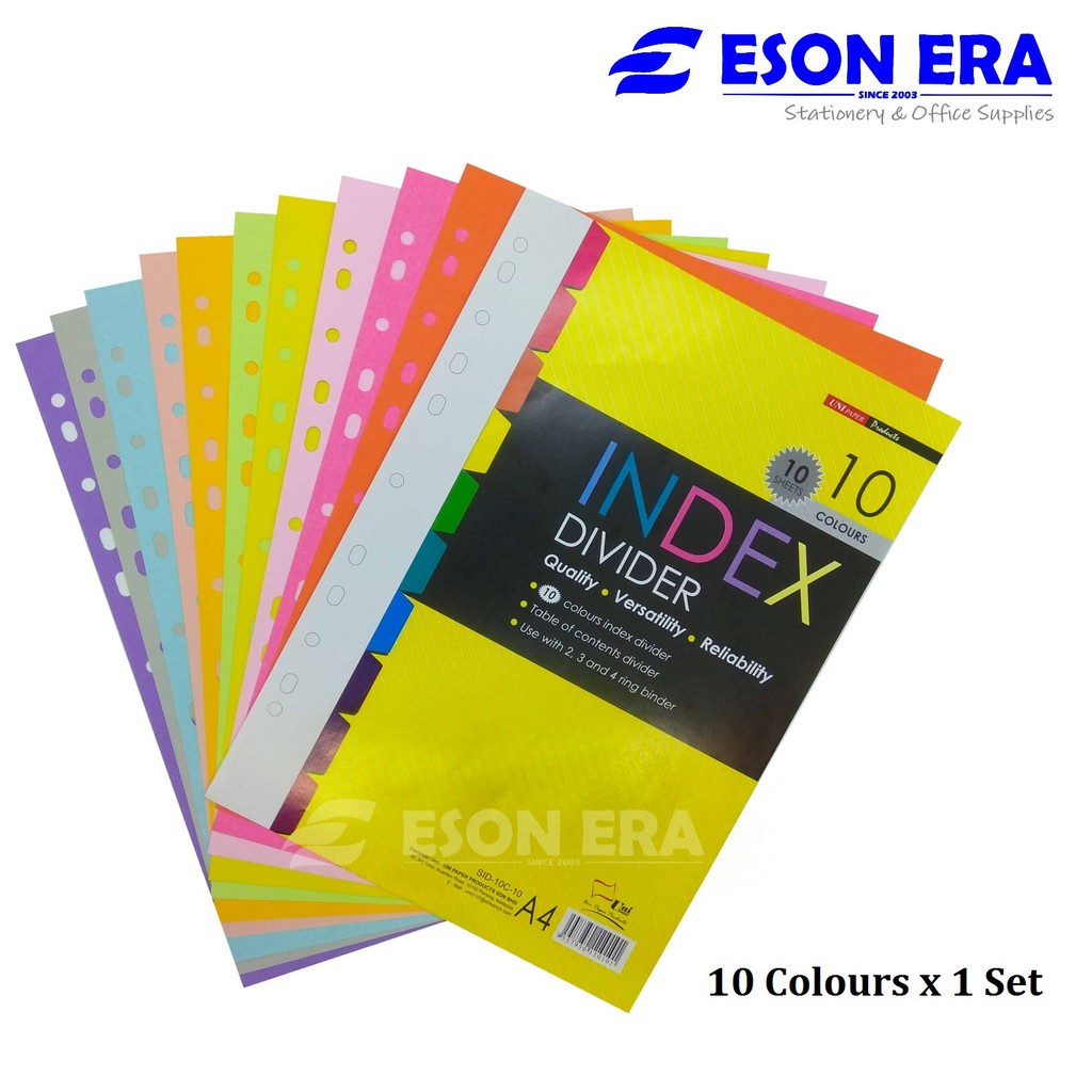 Uni Index Divider A4 (Paper) Colour Index Divider / File Filing ...