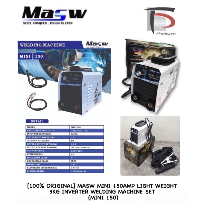 [100% ORIGINAL] MASW MINI 150AMP LIGHT WEIGHT 3KG INVERTER WELDING ...