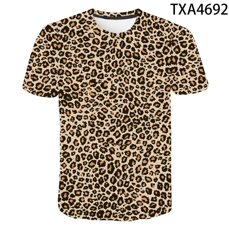 Leopard 3D Print T-shirt Fashion Casual Men's T-shirt Women's Fashion ...