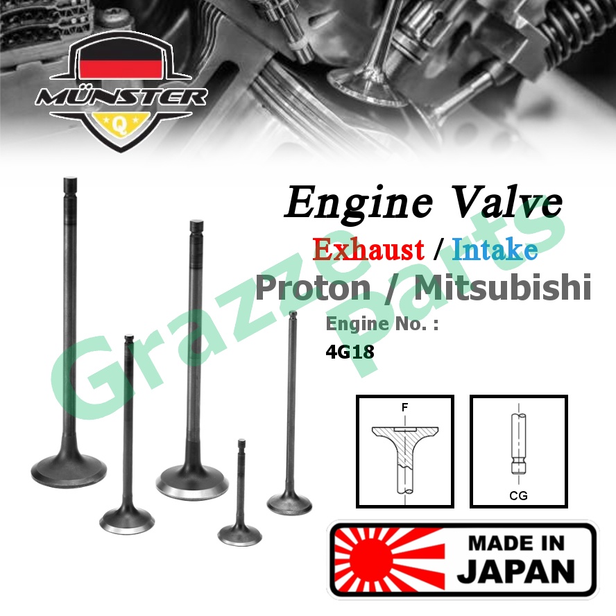 (1pc/4pc) Münster Engine Valve Exhaust (25.5mm) / Intake Inlet (29.0mm) for Proton Waja 1.6 ...