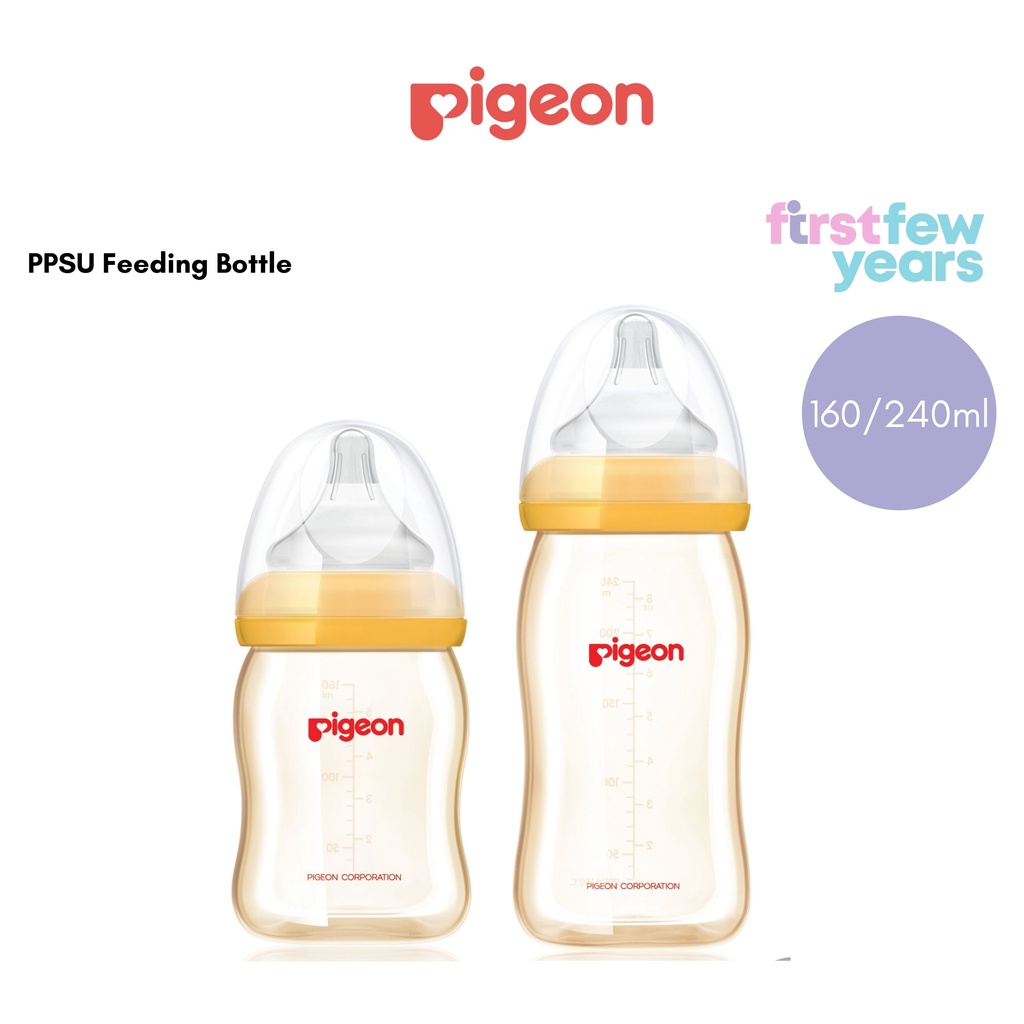 Pigeon Wide-Neck PPSU Feeding Nursing Bottle (Polyphenylsulfone) (160/240ml) by First Few Years ...