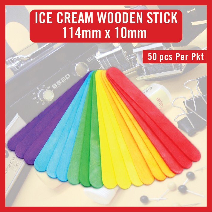 Ice Cream Stick / Batang Ice Cream 114mm x 10mm (50pcs/pkt) | Shopee ...