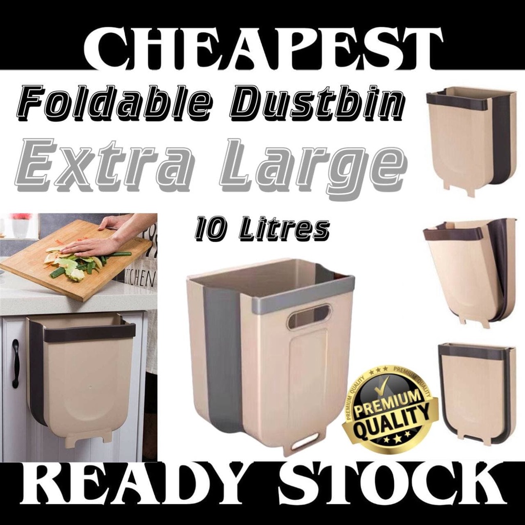 Kitchen Folding Dustbin Foldable Wall Mounted Hanging Garbage Rubbish ...
