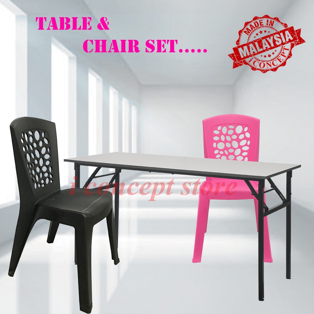 BANQUET FOLDING TABLE & PLASTIC PP CHAIR SET/ SET MEJA LIPAT & KERUSI ...