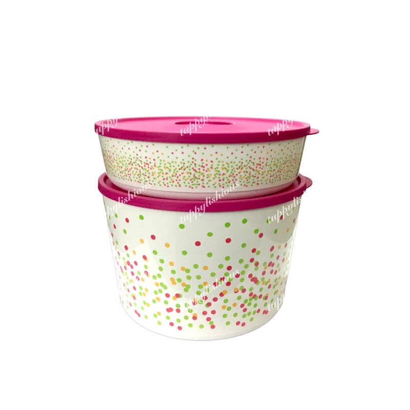 Tupperware Large Ilumina Stack Bowl Canister in Pink Fuschia Polkadot ...