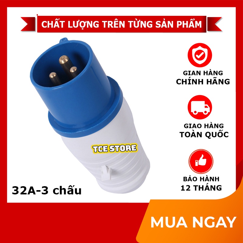1-phase 3-pin 32A industrial plug, high load capacity, anti-shock ...