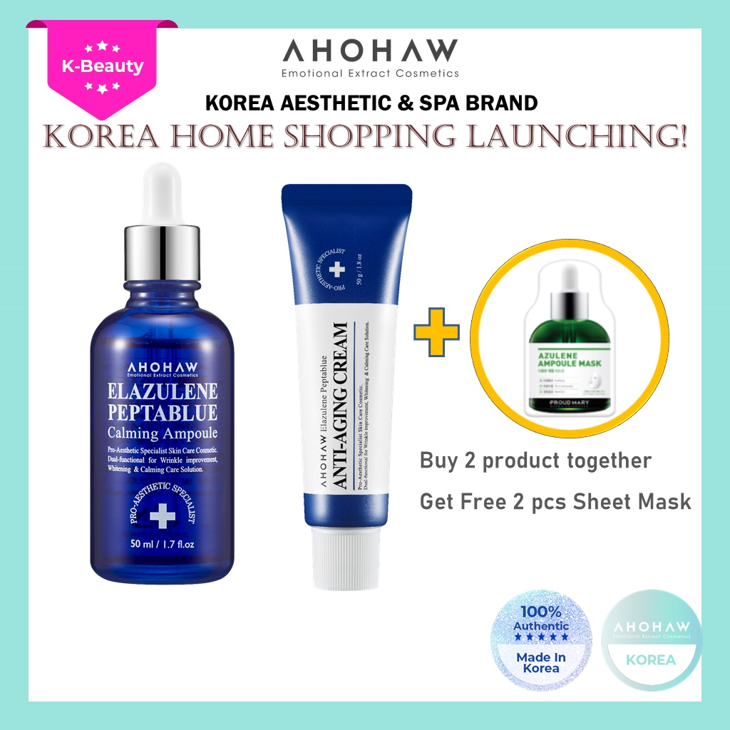 KOREA [AHOHAW] 2 Type of Elazulene Pepta Blue Anti-aging | Cream ...