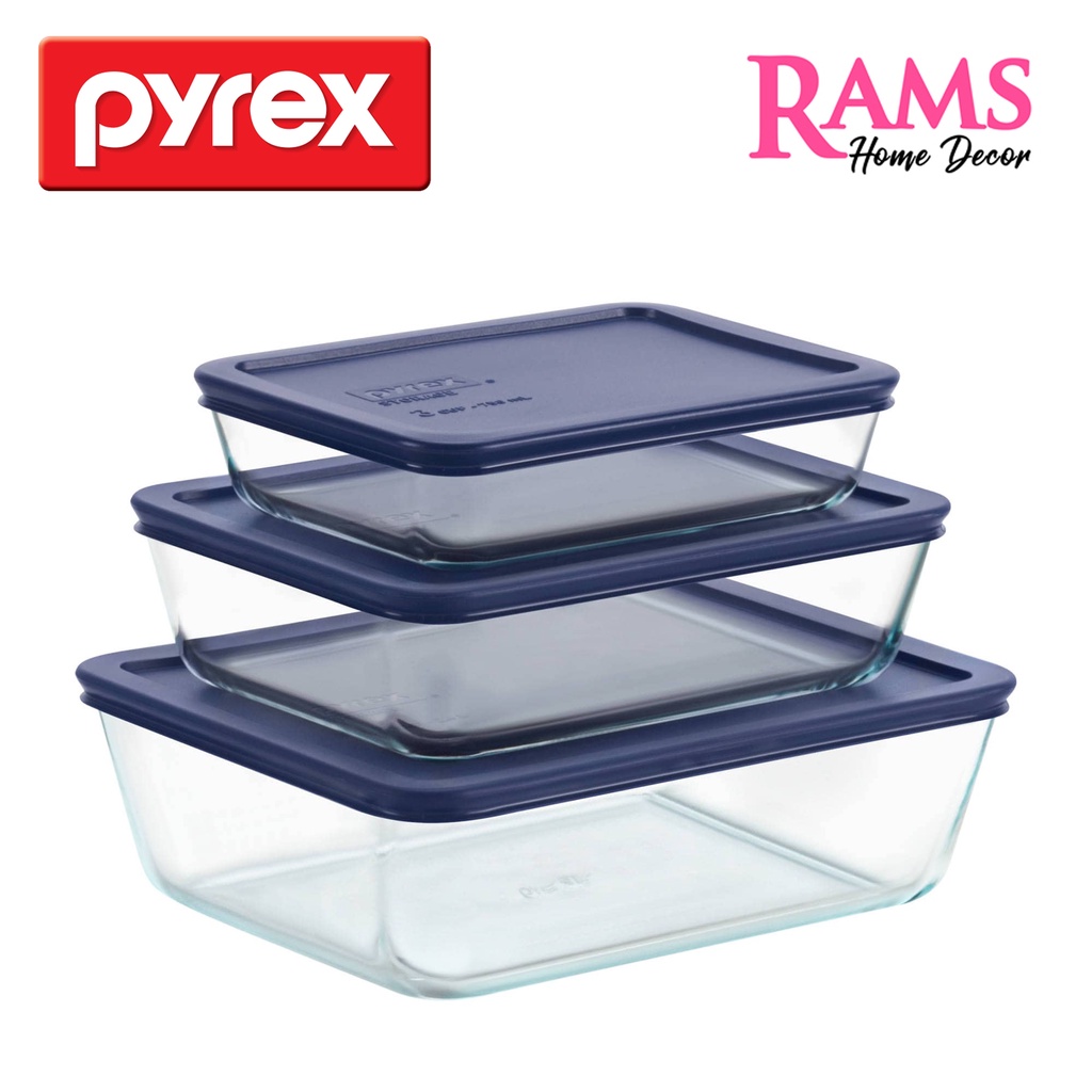 Pyrex 6pcs Simply Store Rectangular Glass Food Storage Container Dish ...