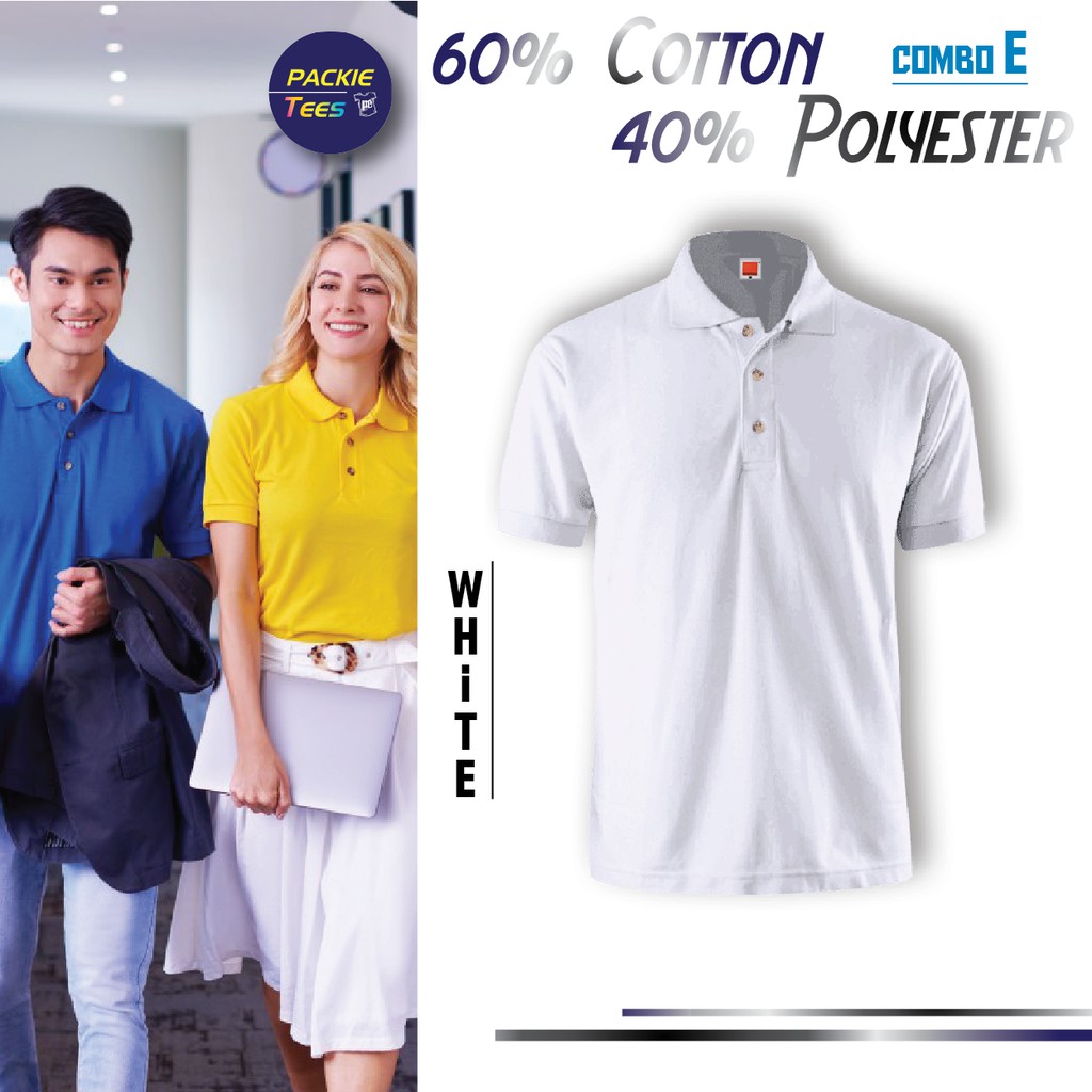 WHITE HC0100 POLO HONEYCOMB 60% COTTON/40% POLYESTER COLLAR SHORT ...