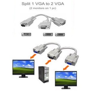 15Pin VGA Splitter Cable 1 Male to 2 Female Y Adapter Monitor Converter | Shopee Malaysia