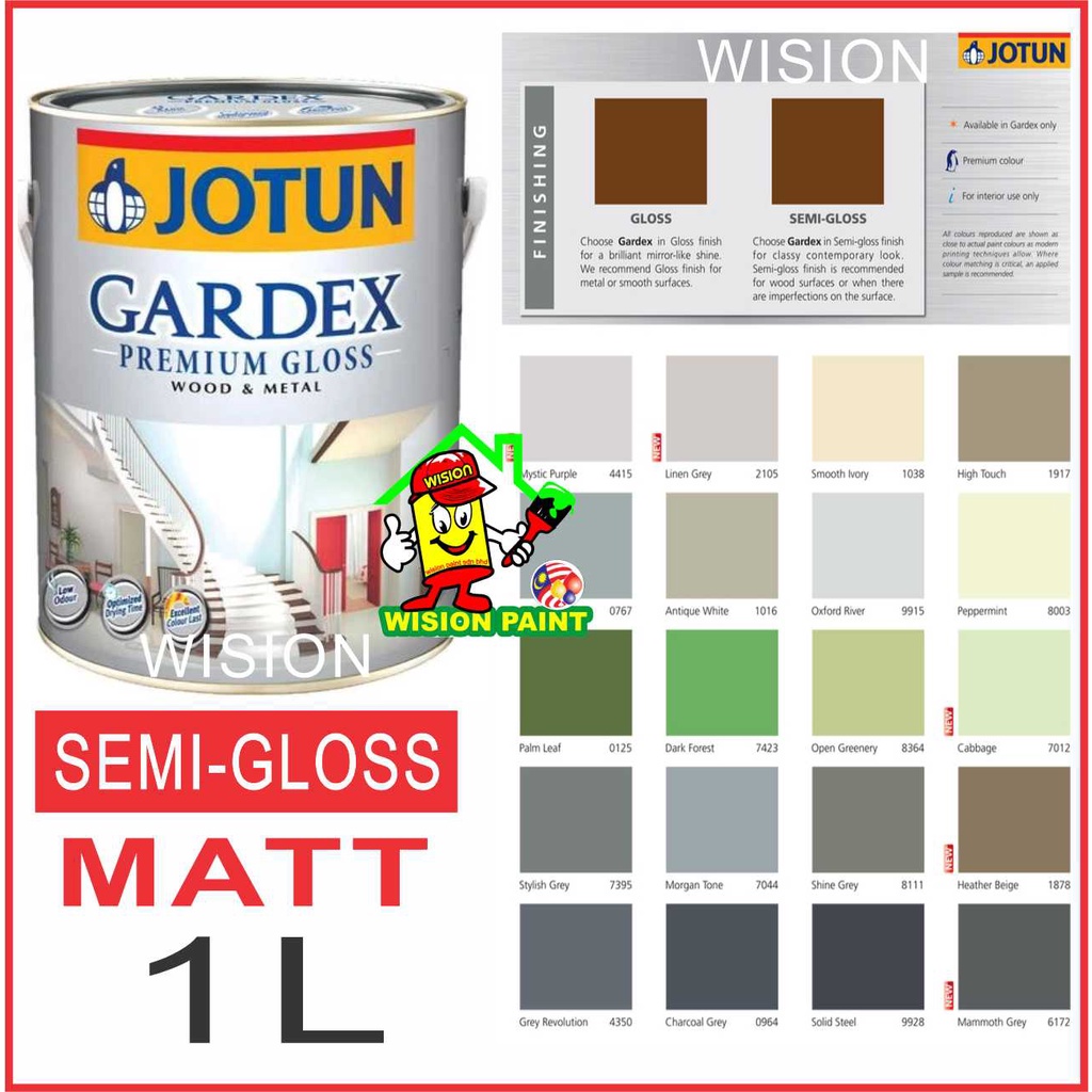 💯 1L JOTUN GARDEX GLOSS 💯 Gardex Premium Gloss Paint Oil Based Wood & Metal Cat Minyak Kayu ...