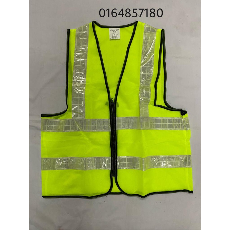 Safety Vest With Four Visible Reflective Line Yellow | Shopee Malaysia