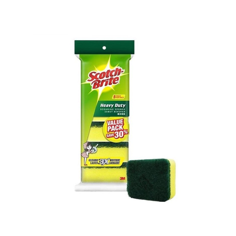 3M Scotch Brite 21-5 Scouring Sponge (5’s) Dish Pot Wash Cleaning Span ...