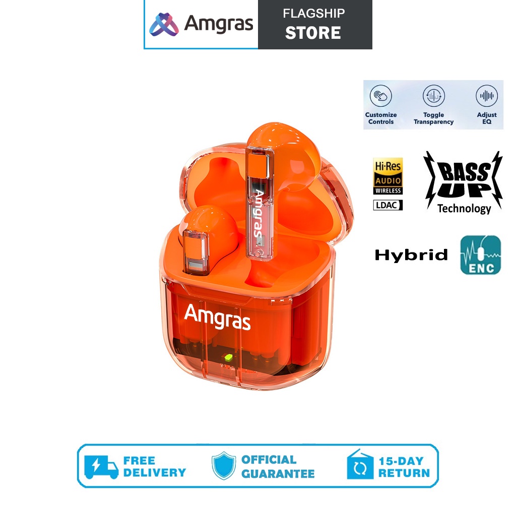 Amgras Future II Pro Bluetooth Earphone Transparent ENC Targeted ...