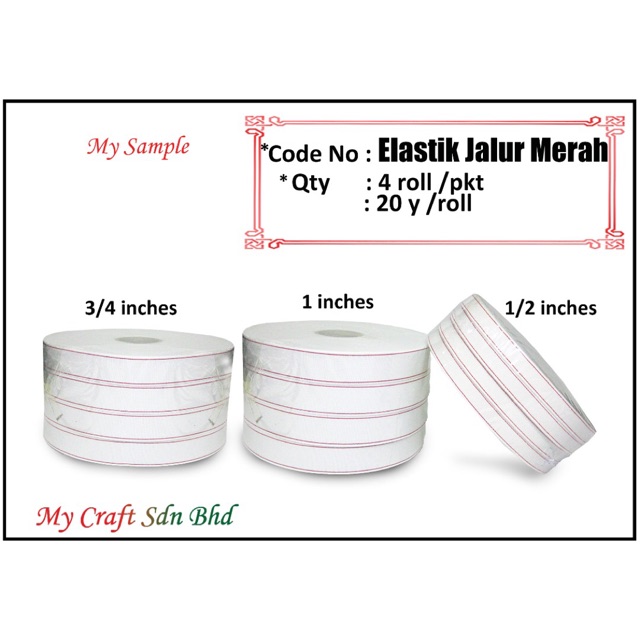 [Ready Stock] 3 size | Getah Elastik Jalur Merah | Elastic Red Line | 1 ...