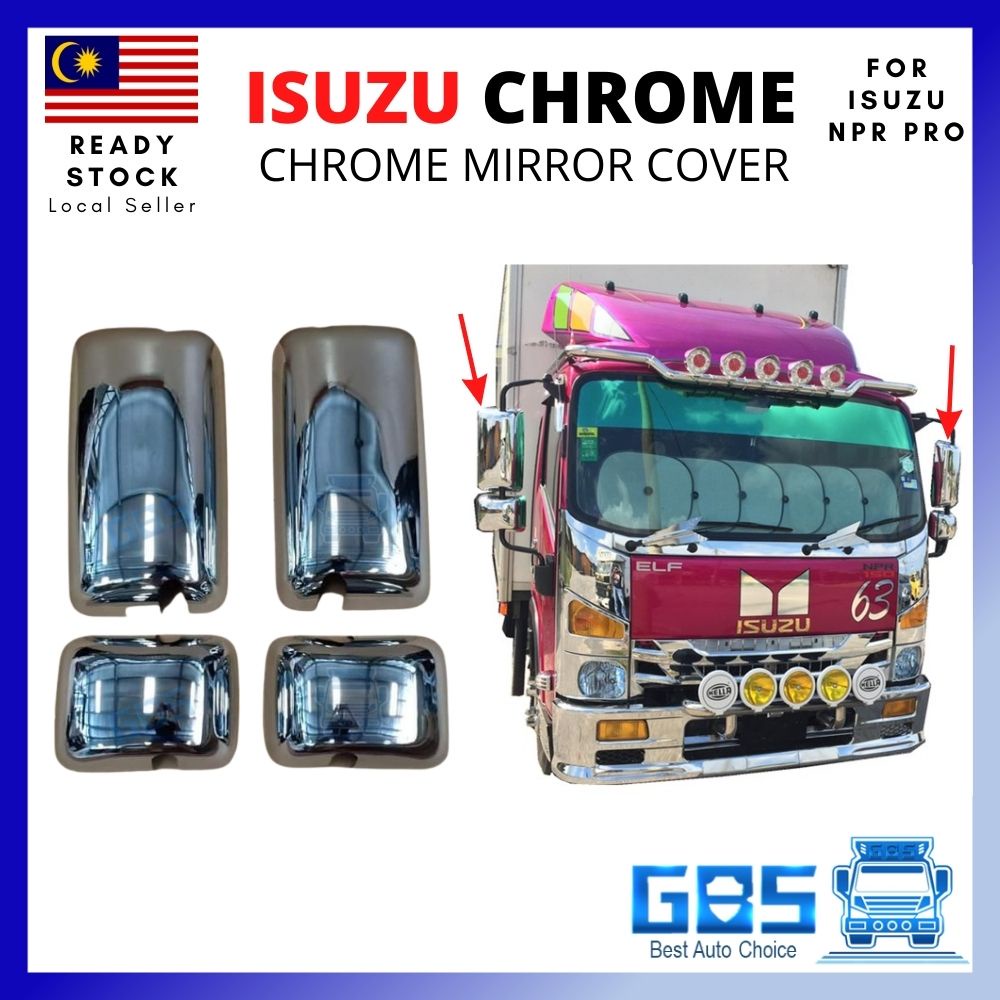 GBS Chrome Truck Lori Side Mirror Cover Chrome Isuzu NLR Pro NPR Pro ...